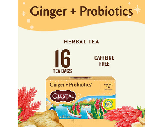 Ginger + Probiotics Tea | Spicy Herbal Tea for Gut Health – Celestial ...